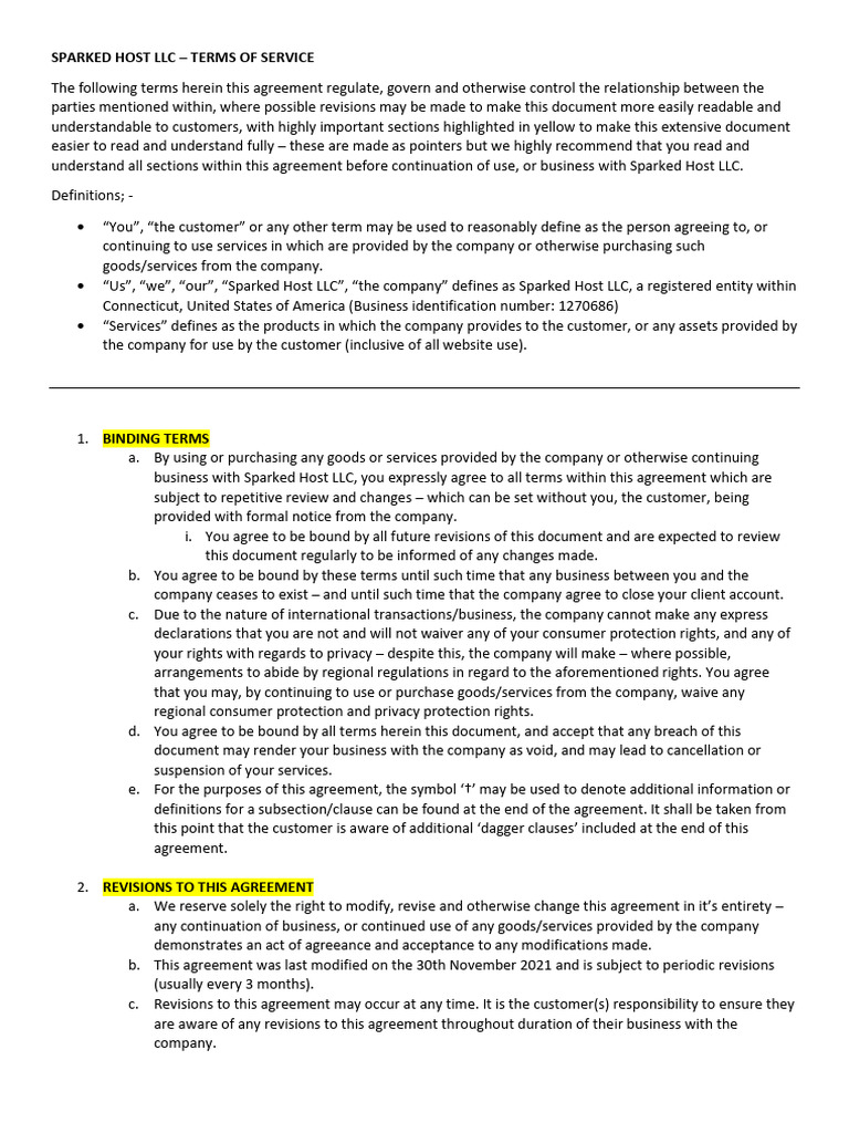 Sparked Host LLC Terms of Service | PDF | Arbitration | Credit Card