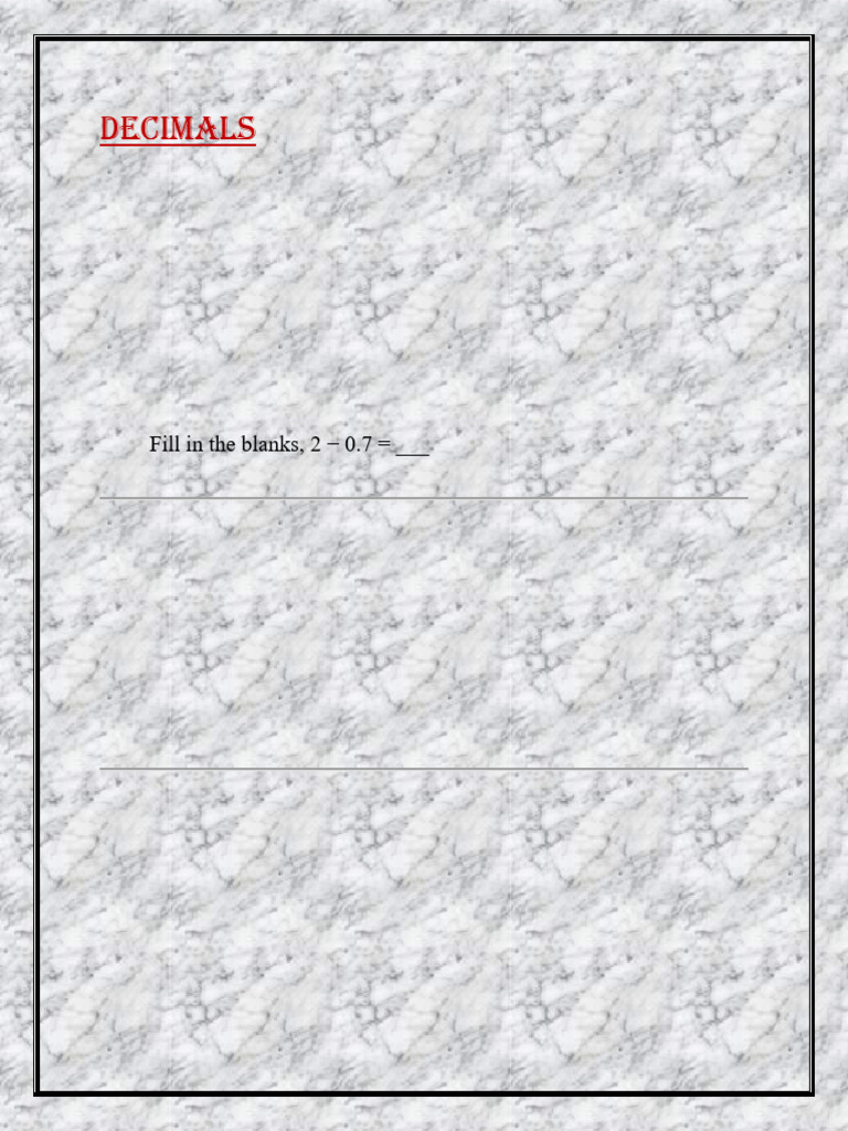 Worksheet On Decimals 2 | PDF