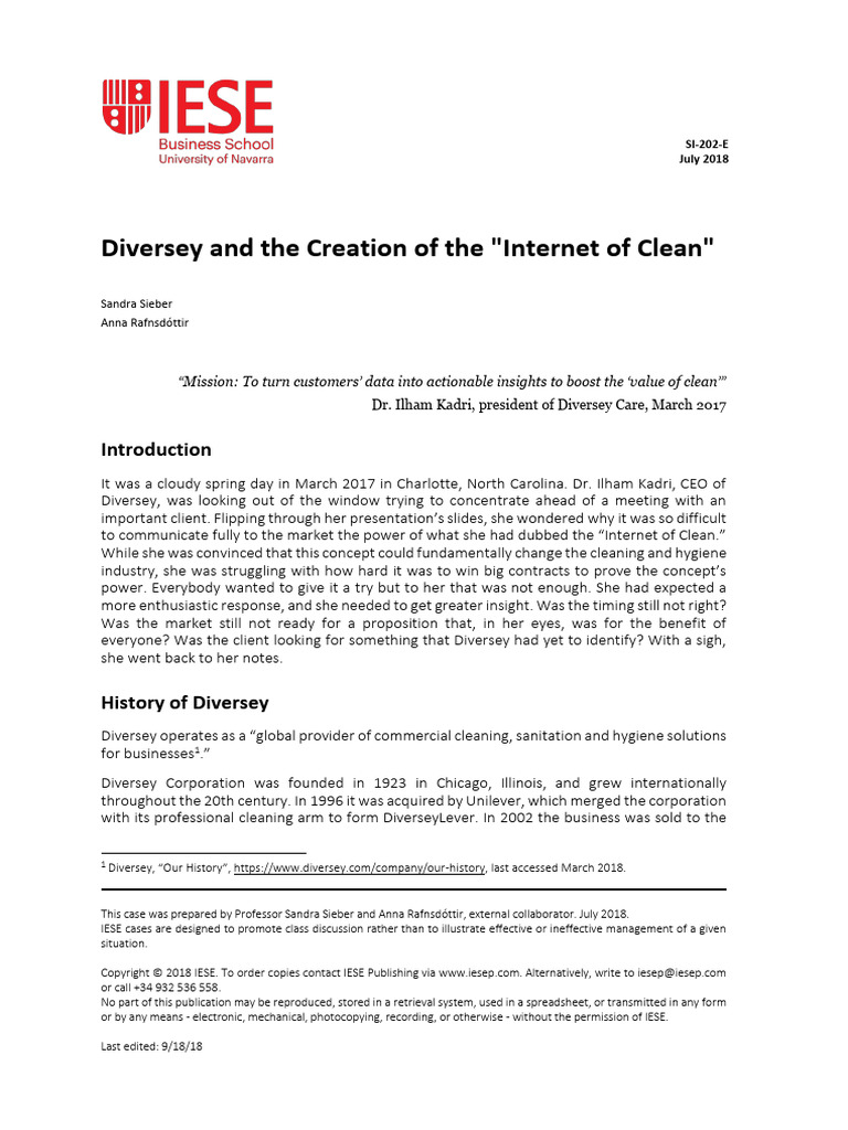 Diversey and The Creation of The Internet of Clean | PDF