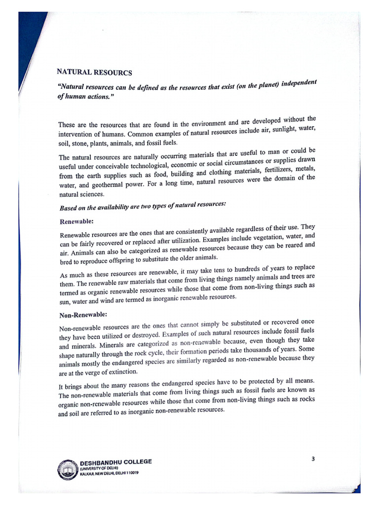 Evs Notes. (Natural Resources) | PDF