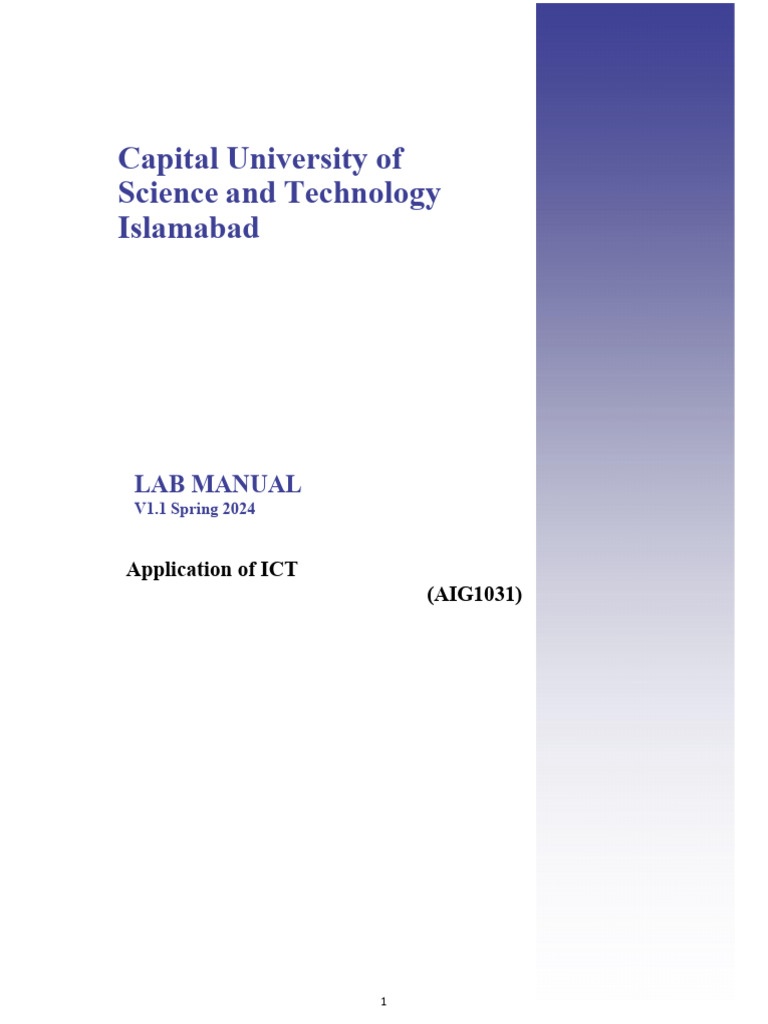 Application of ICT_lab Manul (FULL) (1) | PDF | Microsoft Excel ...