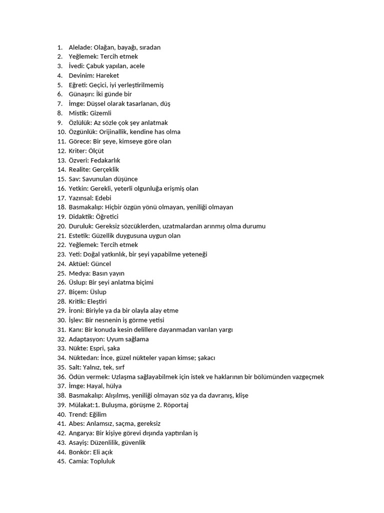 Sozcukler - Guncel Hali | PDF