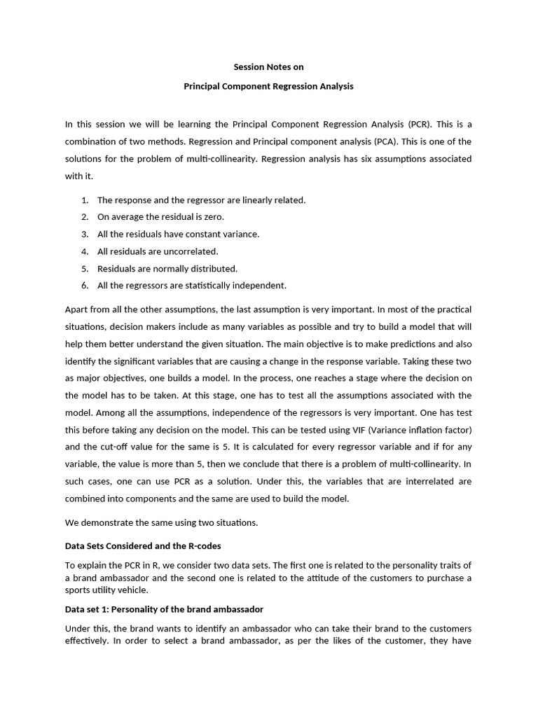Principal Component Regression Guide | PDF | Principal Component Analysis | Dependent And ...