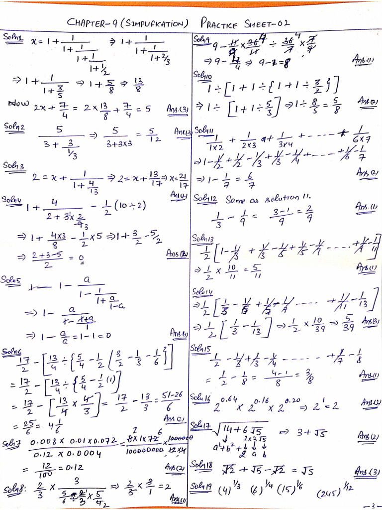 Simplification Sheet 2 Solution | PDF
