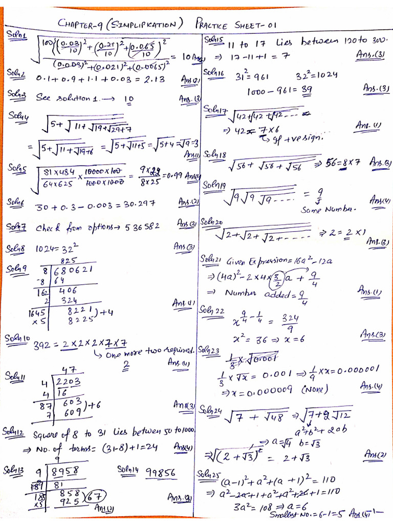 Simplification Sheet 1 Solution | PDF
