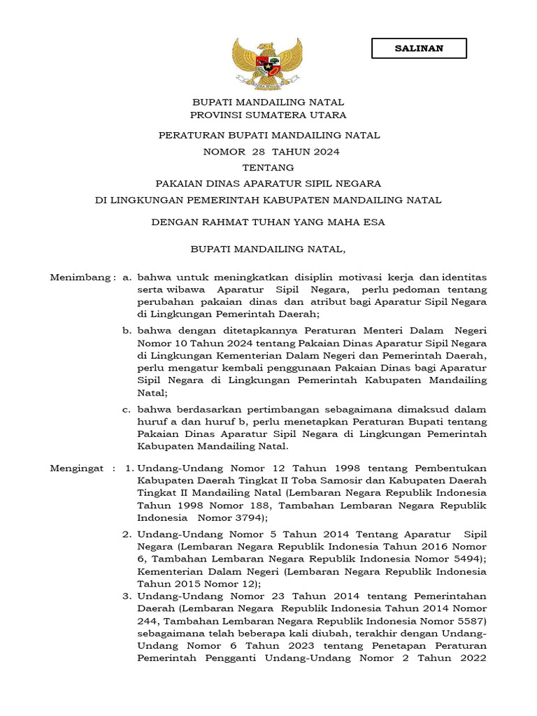 Salinan Perbup Nomor 28 Tahun 2024 | PDF