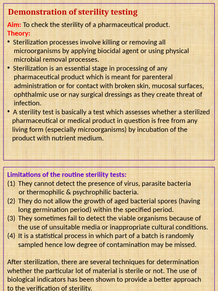 Demonstration of sterility testing | PDF | Sterilization (Microbiology ...