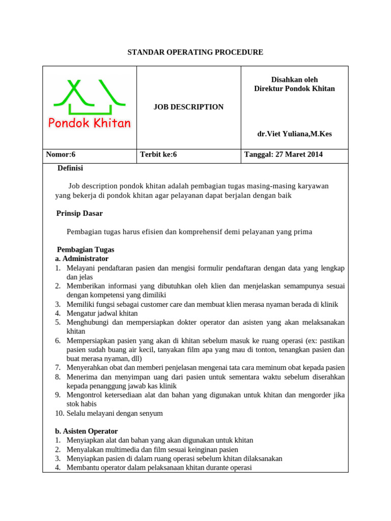 SOP Job Description | PDF