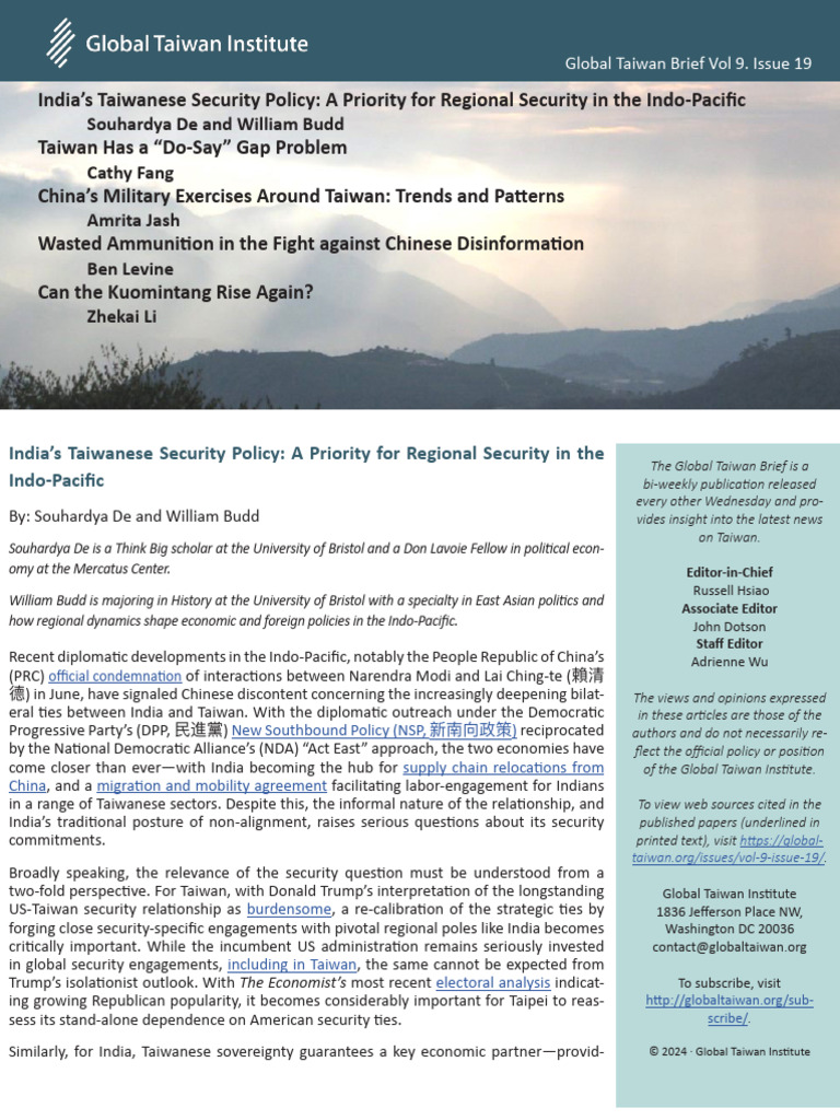 India-Taiwan Security Dynamics | PDF | Taiwan | People's Liberation Army