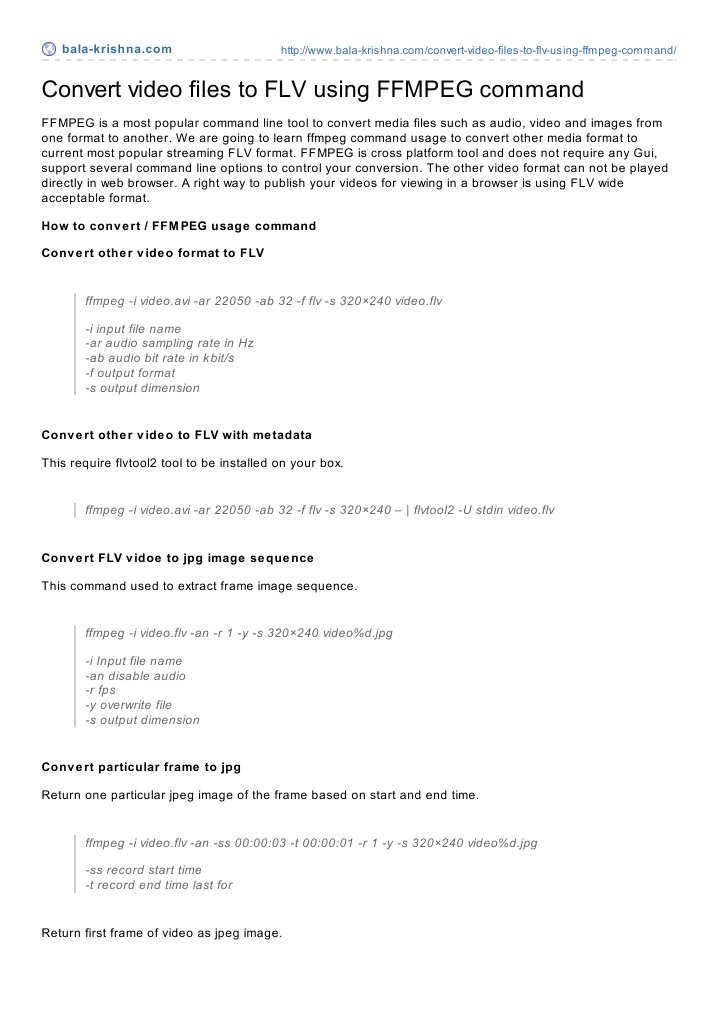 Convert Video Files To FLV Using FFMPEG Command | PDF | Business | Computers