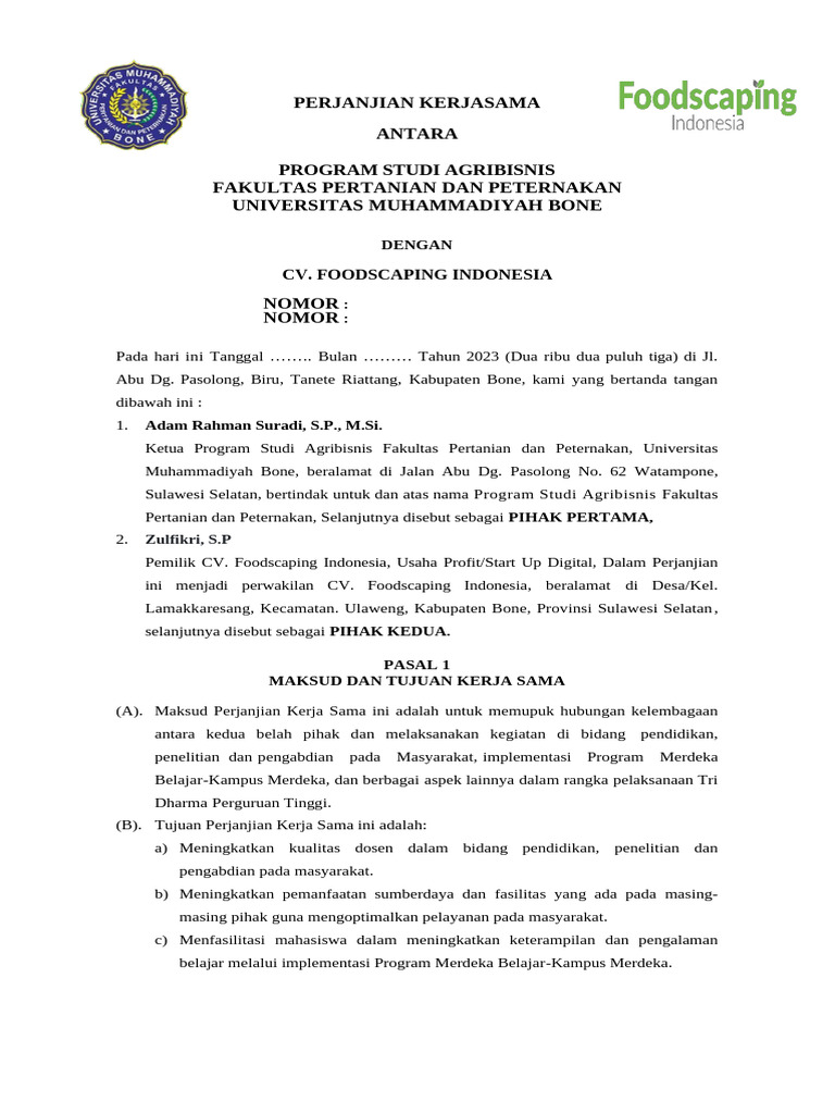 Mou Dinas Lingkungan Hidup | PDF