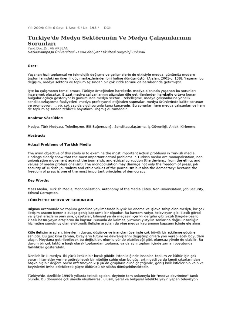 Basinin Güncel Sorunlari Ders Notu 3 Makale | PDF