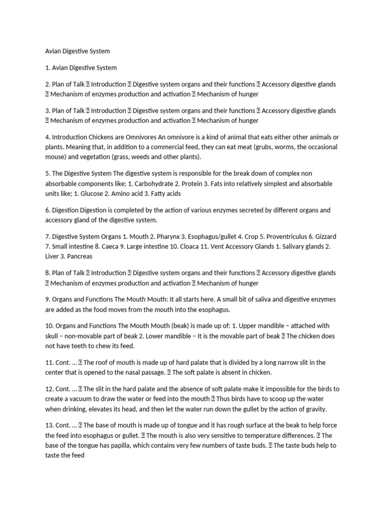 Avian Digestive System | PDF | Small Intestine | Digestion
