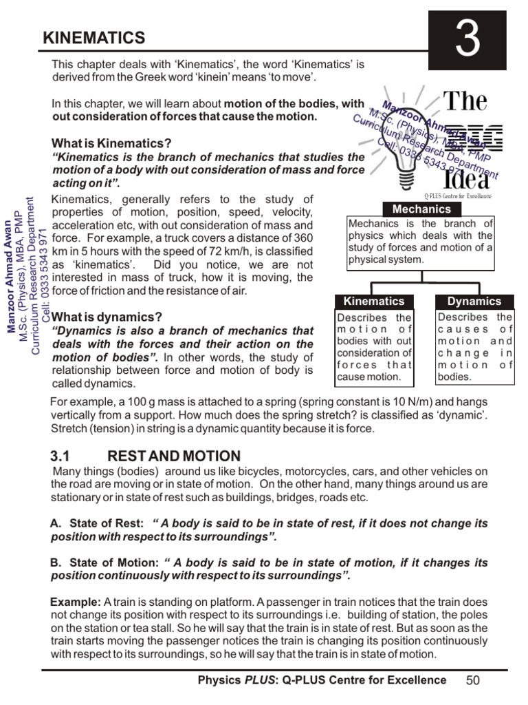 Chapter 3 Kinematics | PDF | Acceleration | Speed