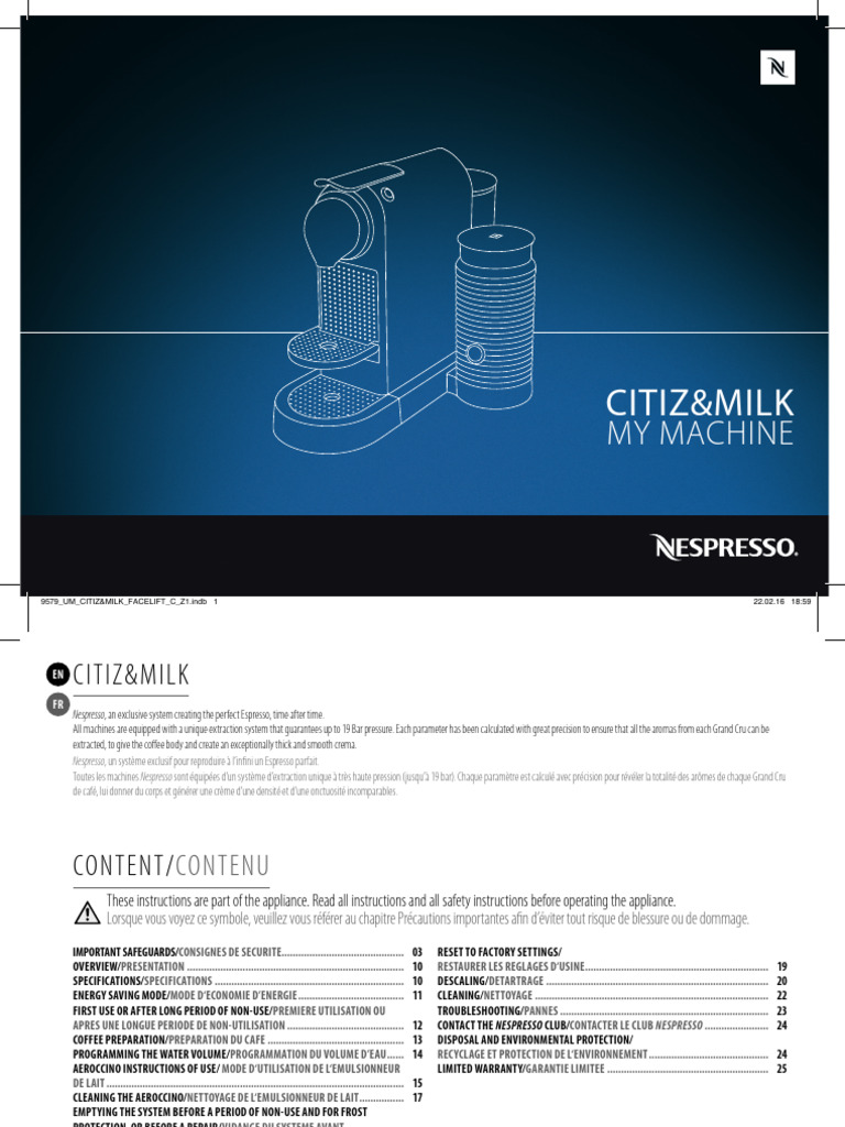 WWW CitiZ&Milk C122 Z1 NESPRESSO (EN FR ES BR) | PDF | Ac Power Plugs And Sockets | Electrical ...