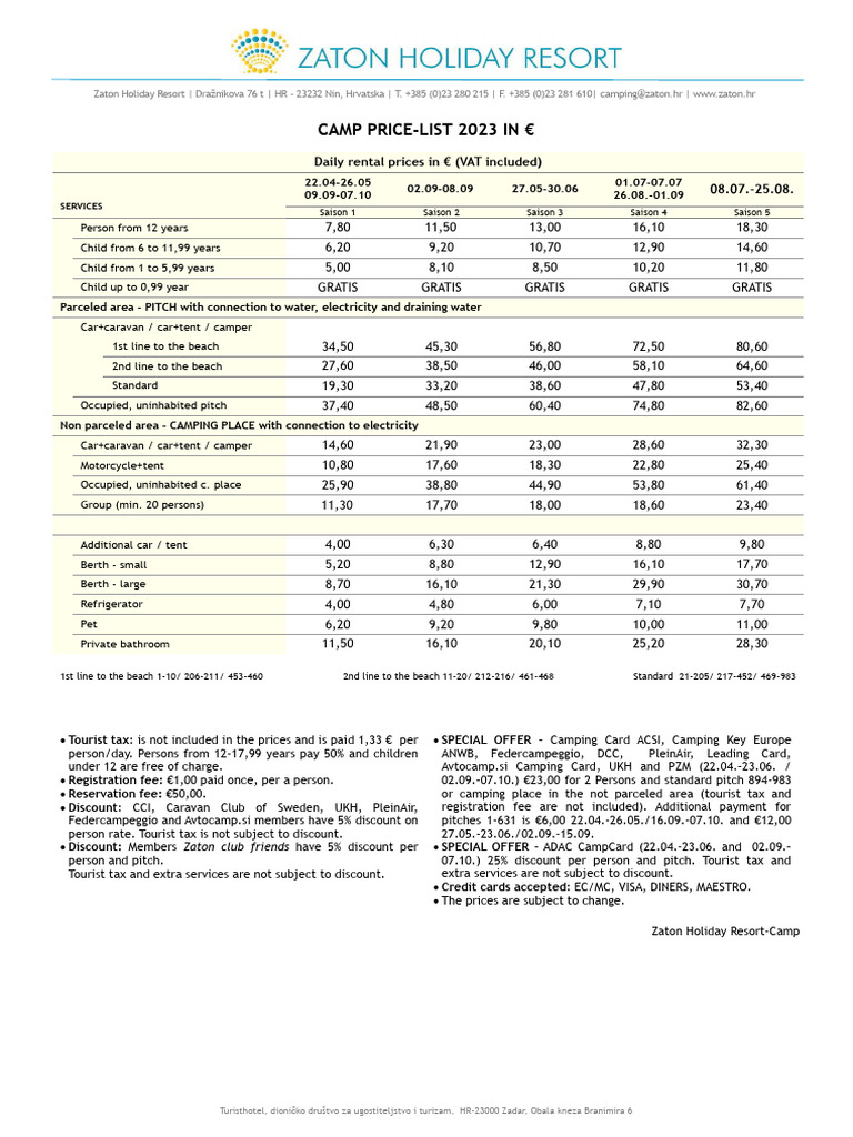camping_en | PDF | Fee | Money