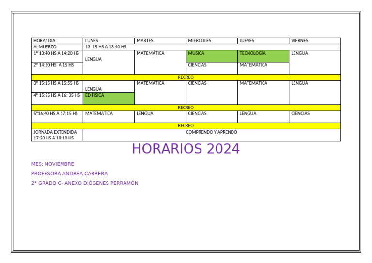 HORARIOS 2C | PDF