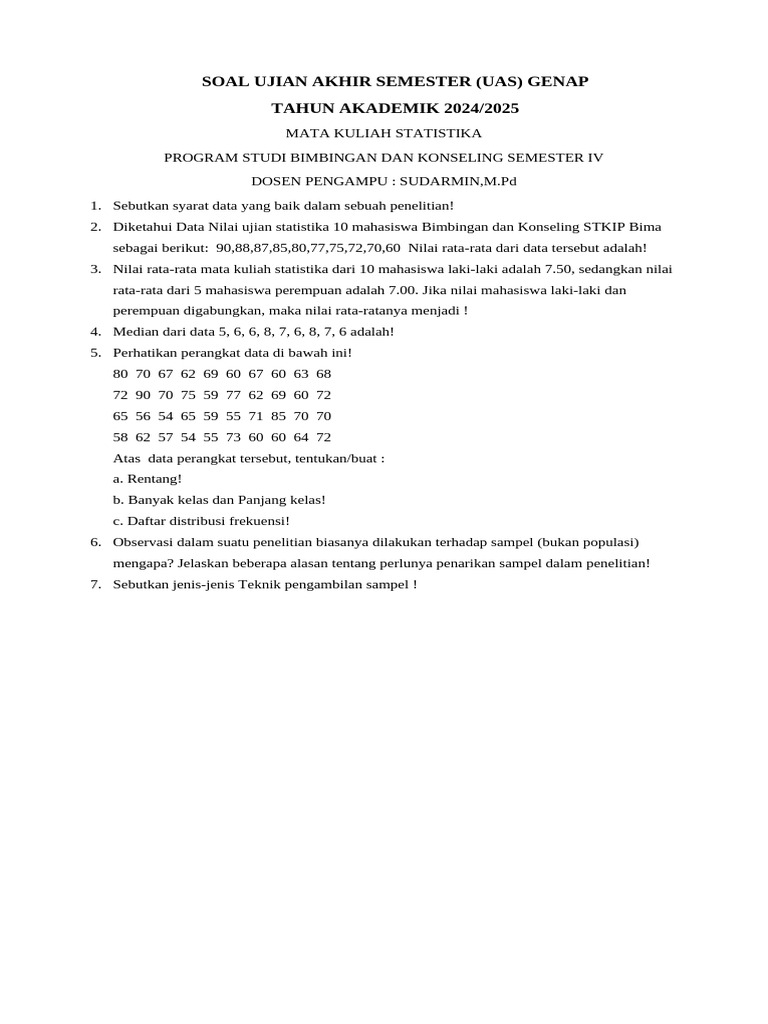 Soal Uas Genap Ta 2024-2025 | PDF