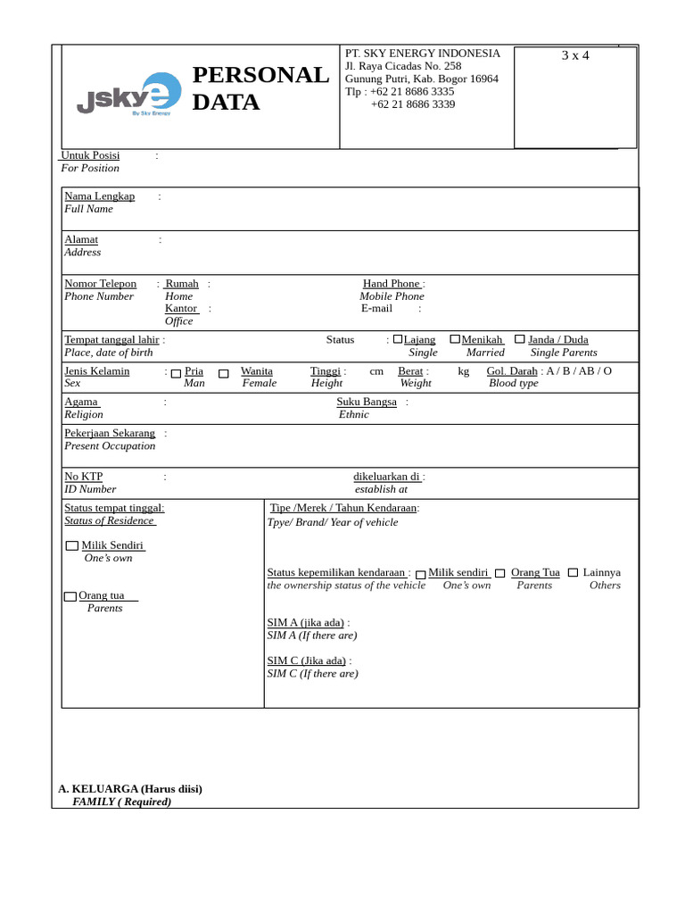 Sky-Fr-Hrga-020 00 08-07-2022 Form Personal Data | PDF