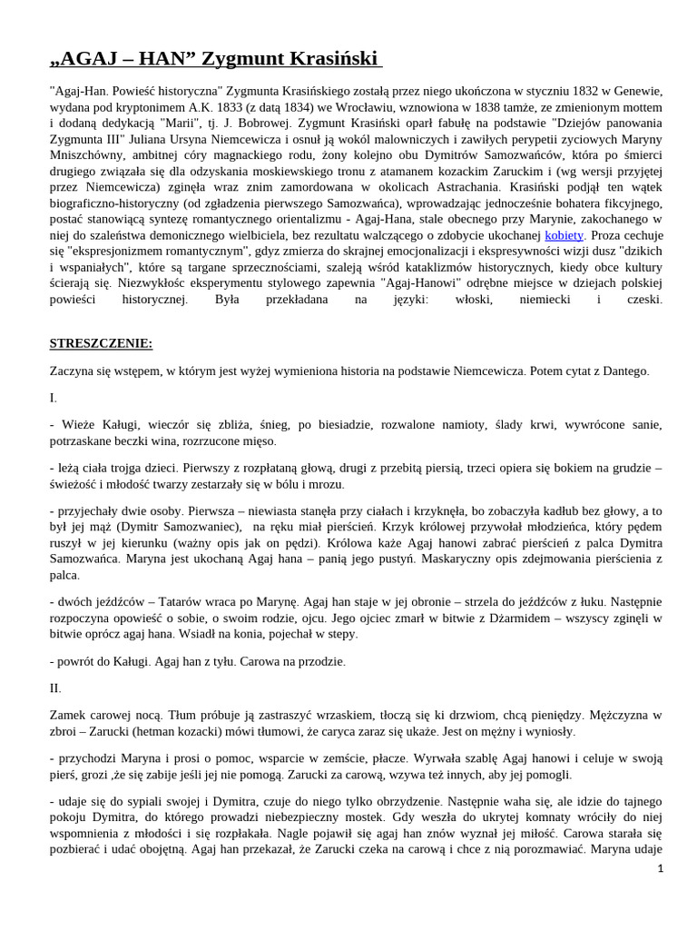Agaj Han Opracowanie | PDF