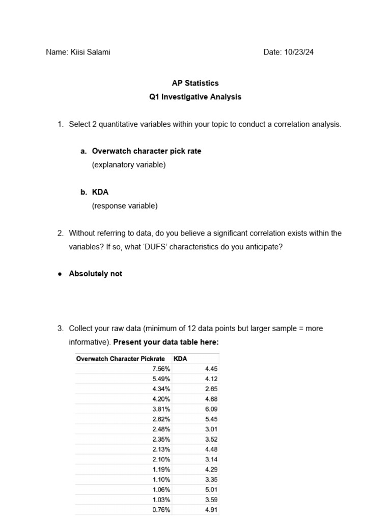 Q1 Investigative Analysis | PDF | Errors And Residuals | Dependent And ...