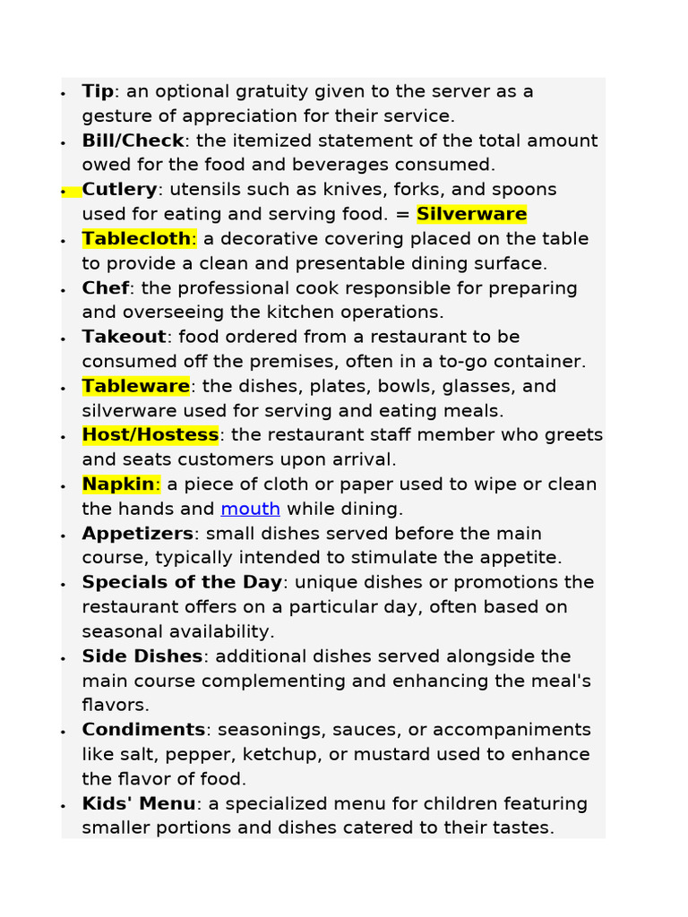 At_a_restaurant_Useful_phrases | PDF | Tableware | Restaurants