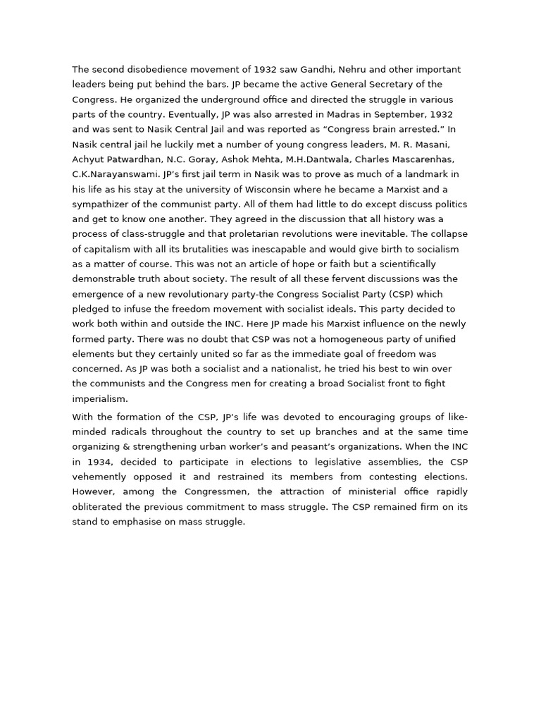 Congress Socialist Party Birth of A Party | PDF