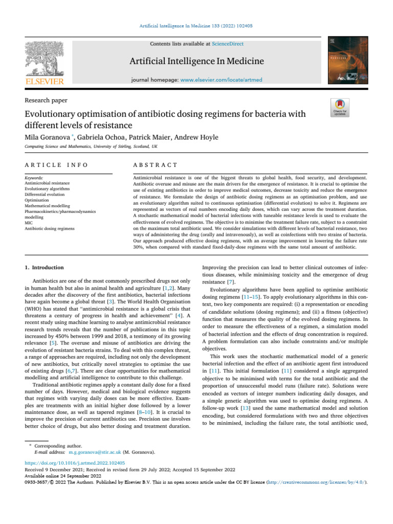 Evolutionary optimisation of antibiotic dosing regimens for bacteria ...