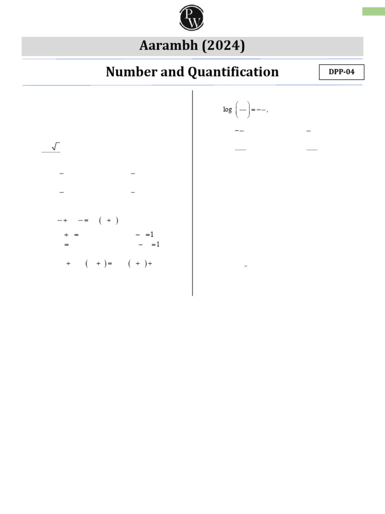 Numbers and Quantifications - DPP 04 (Of Lec 05) | PDF
