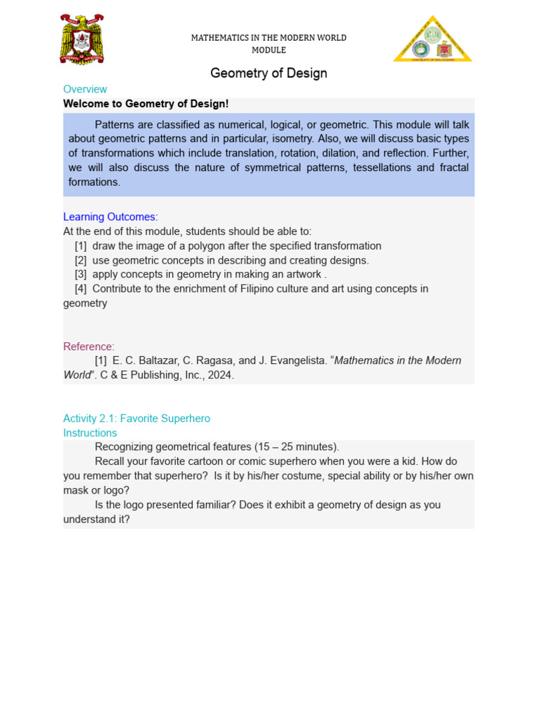 GE3 Module 2 Geometry of Design | PDF | Fractal | Symmetry