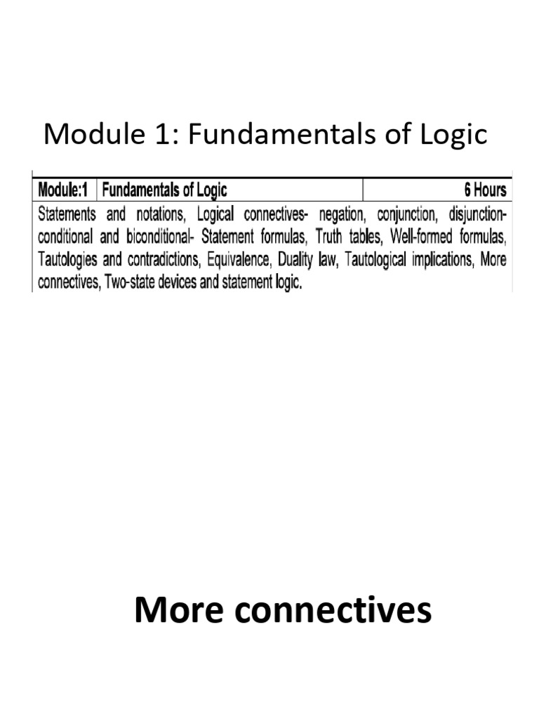 2-More Connectives, Two-State Devices and Statement Logic-31-07-2024 | PDF | Logic Gate ...