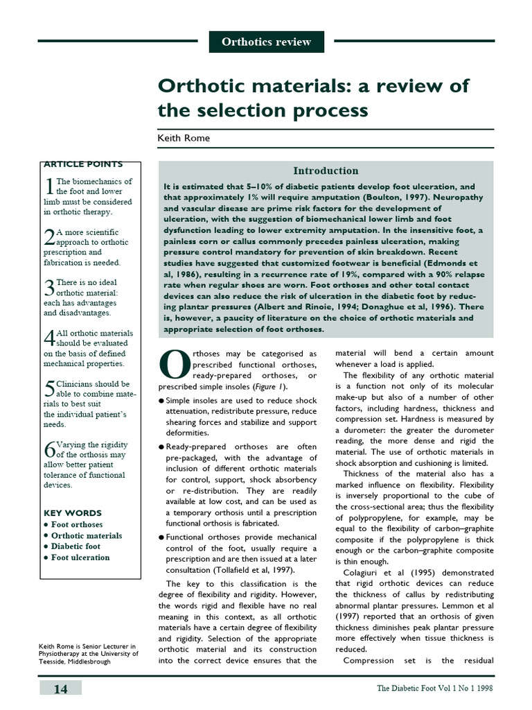 Selection of Orthotics Material | PDF | Foot