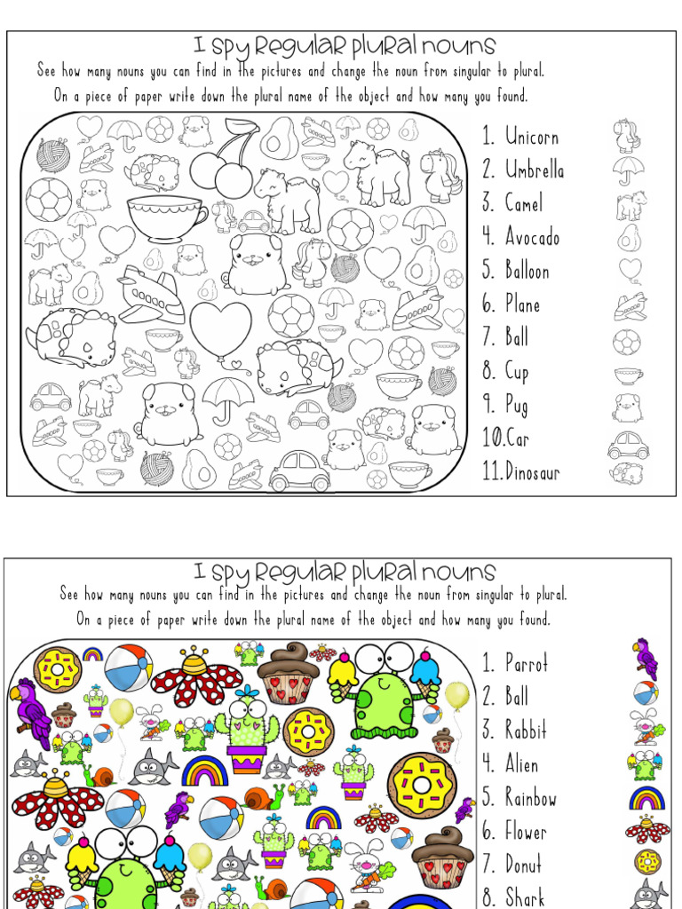 ISpy Regular Plural Nouns | PDF | Linguistic Typology | Syntax