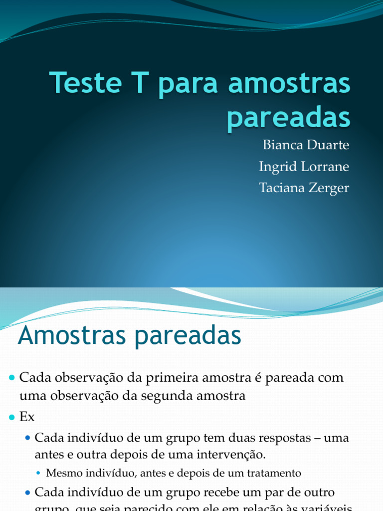 Teste T para Amostras Pareadas | PDF | Teste T de Student ...