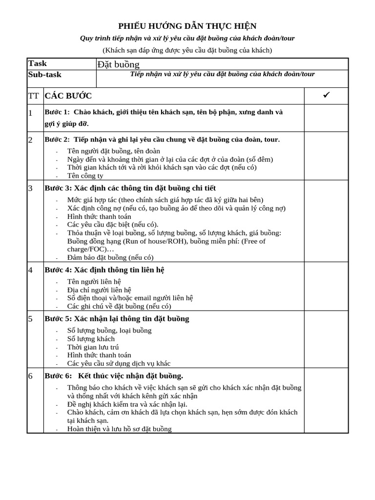 SOP - Reservation - Group - ez | PDF