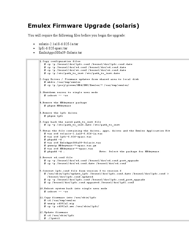 Emulex Firmware Upgrade Guide for Solaris | PDF