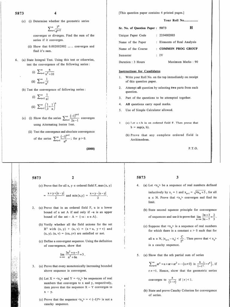 Pyq 4 Real Analysis | PDF