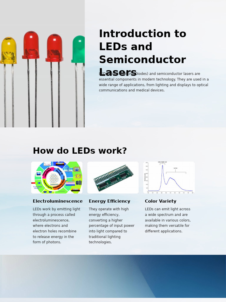 Introduction to LEDs and Semiconductor Lasers | PDF | Light Emitting ...