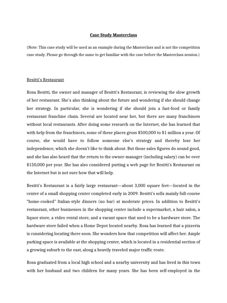 Case Study Masterclass | PDF | Franchising