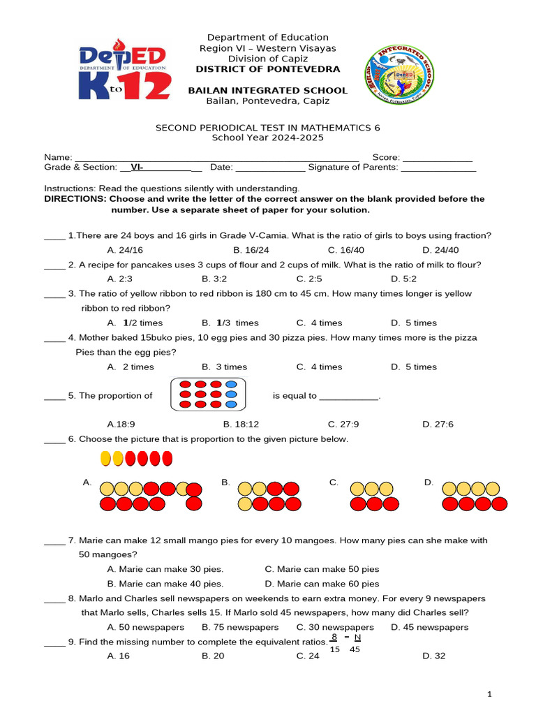 Second Periodical Test in Math 6 SY 2024-2025 | PDF | Exponentiation ...
