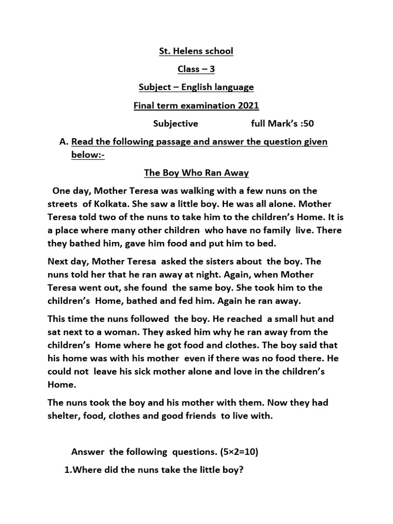 English language class 3 subjective paper | PDF | Grammatical Gender | Linguistic Typology