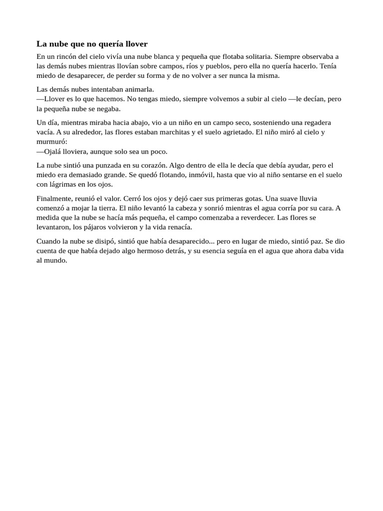 La Nube Que No Quería Llover | PDF