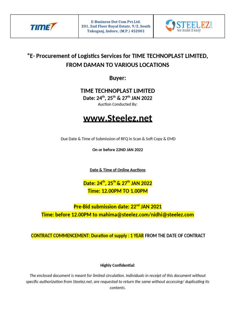 Updated Terms Conditions Time Technoplast LTD DT Jan 2021 | PDF ...