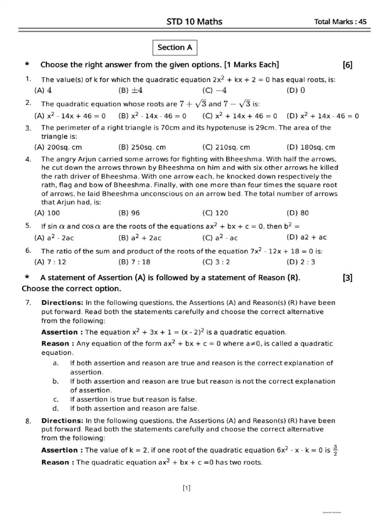Quadratic Equation SB. | PDF