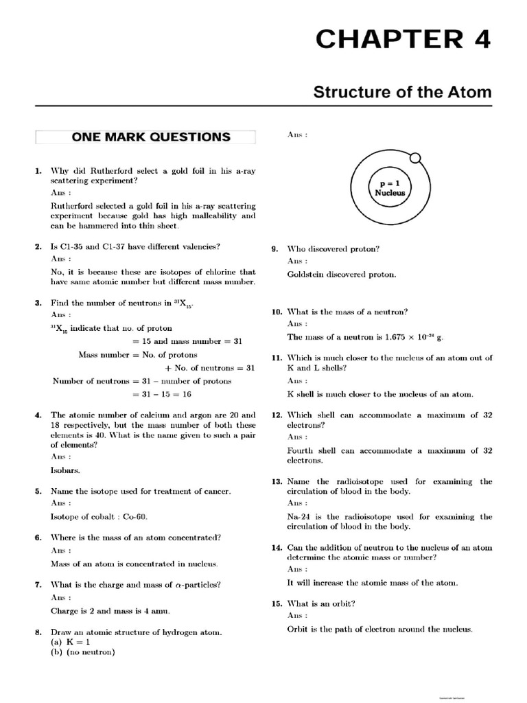 Structure of Atom Pyq Online. | PDF