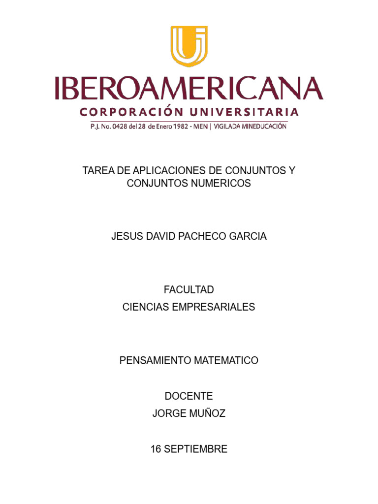 TAREA DE APLICACIONES DE CONJUNTOS Y CONJUNTOS NUMERICOS-fusionado-comprimido | PDF