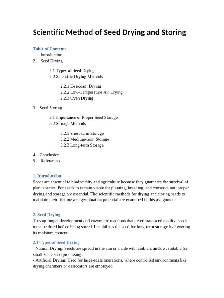 Scientific Method of Seed Drying and Storing | PDF | Seed