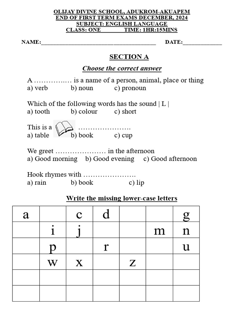 Class 1 - English Language | PDF