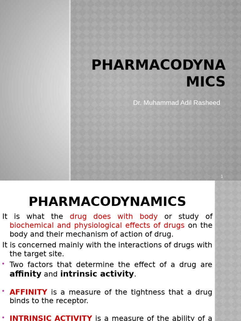 Pharmacodynamics | PDF | Receptor (Biochemistry) | Cell Signaling