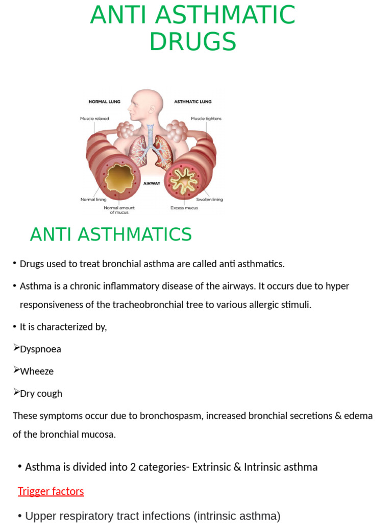 Classification of Anti-Asthmatic Drugs | PDF | Asthma | Corticosteroid